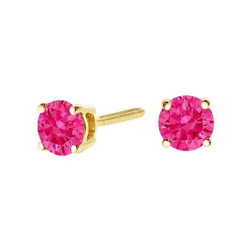 HAUS OF BRILLIANCE 14k Yellow Gold 1.0 Cttw Lab Grown Diamond Stud Earrings - Pink Diamond | Yellow